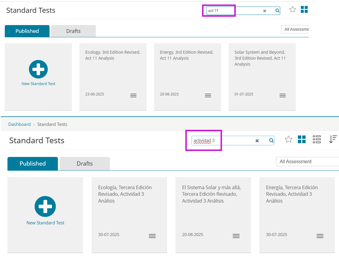 How to search for item banks, student sheets, and analysis questions ...