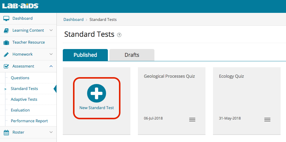 How do I create a new test? | Lab Aids